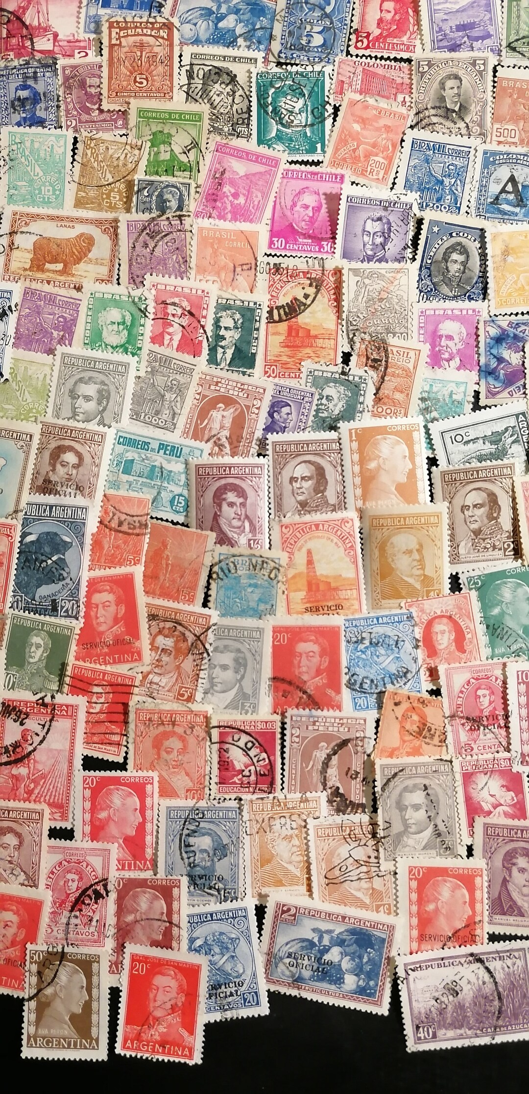 Postage Stamps. South America, Vintage Postage Stamps. Random Mix ...