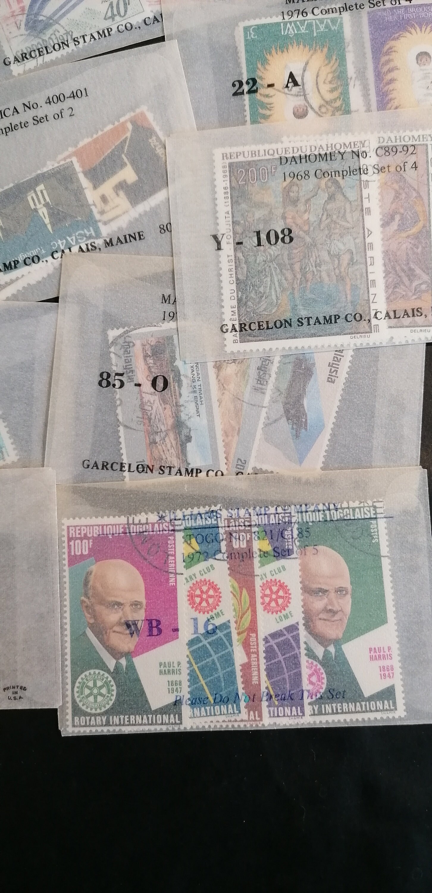 World Postage Stamps. 10 Complete Series of Stamps. Timbres. Philately ...