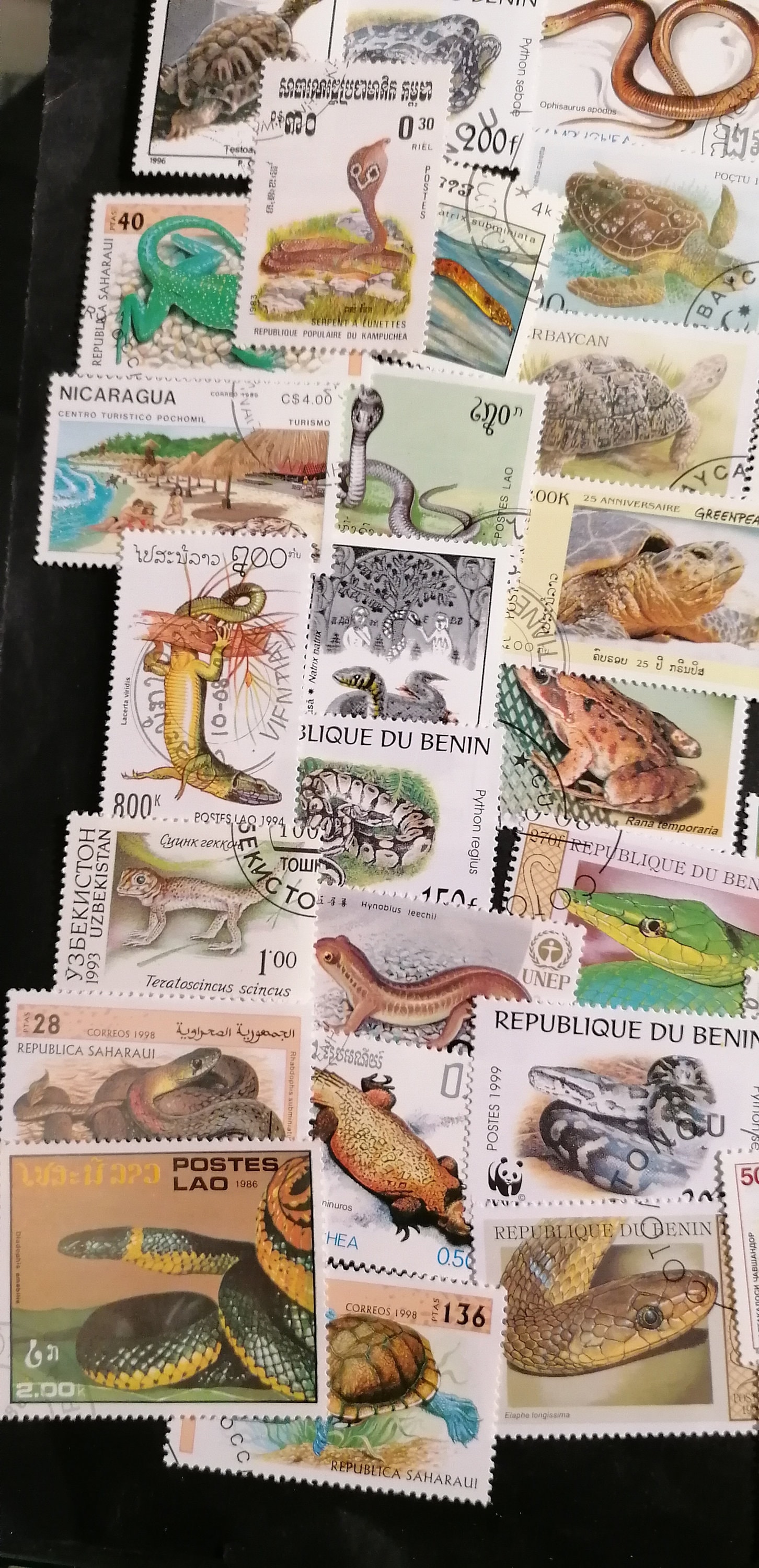 Postage Stamps. Reptiles, Snakes, Frogs Postage Stamps. World Mix ...