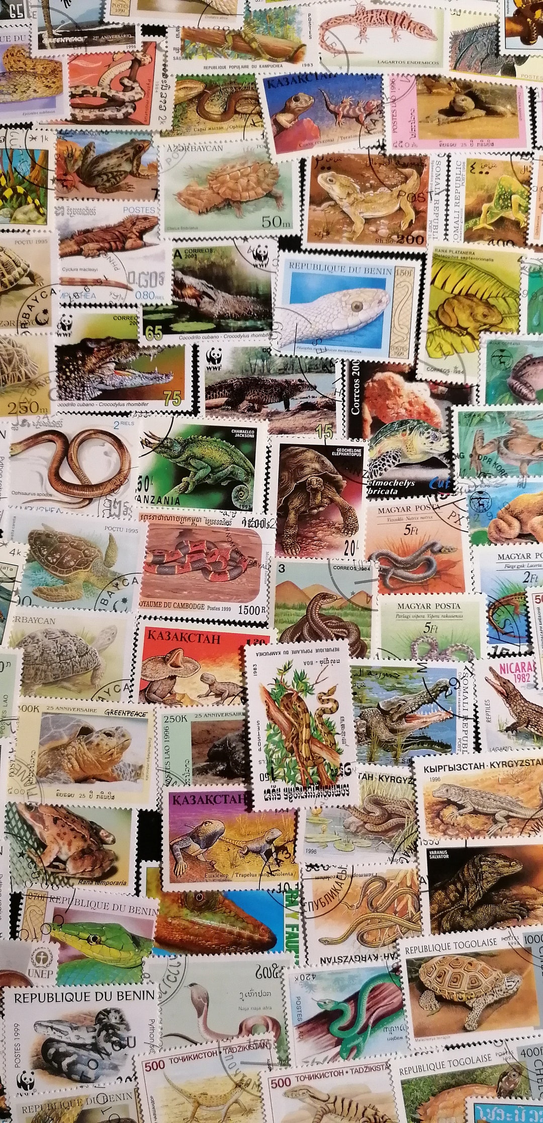 Postage Stamps. Reptiles, Snakes, Frogs Postage Stamps. World Mix ...