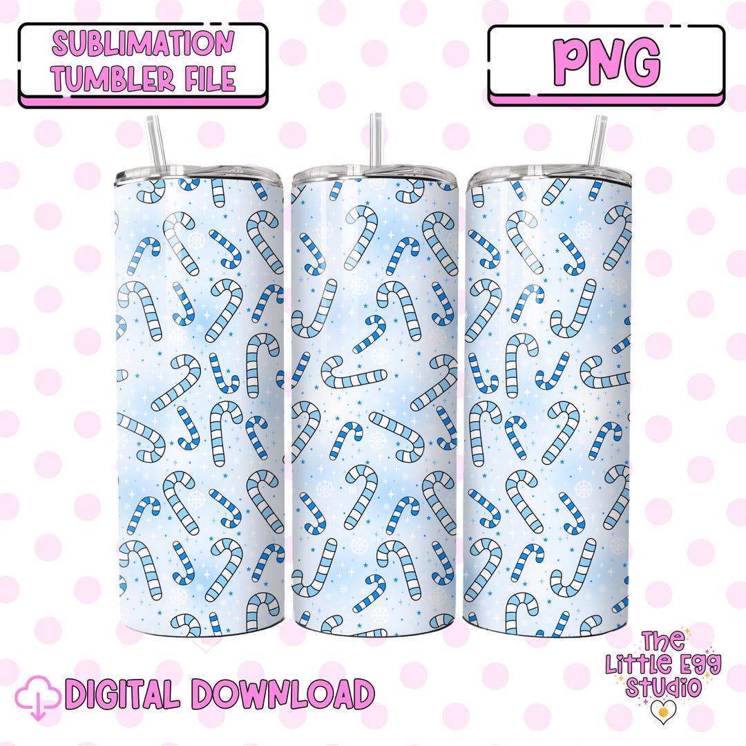Blue Candy Cane Seamless Png Wrap, Blue Christmas Seamless Tumbler Png ...