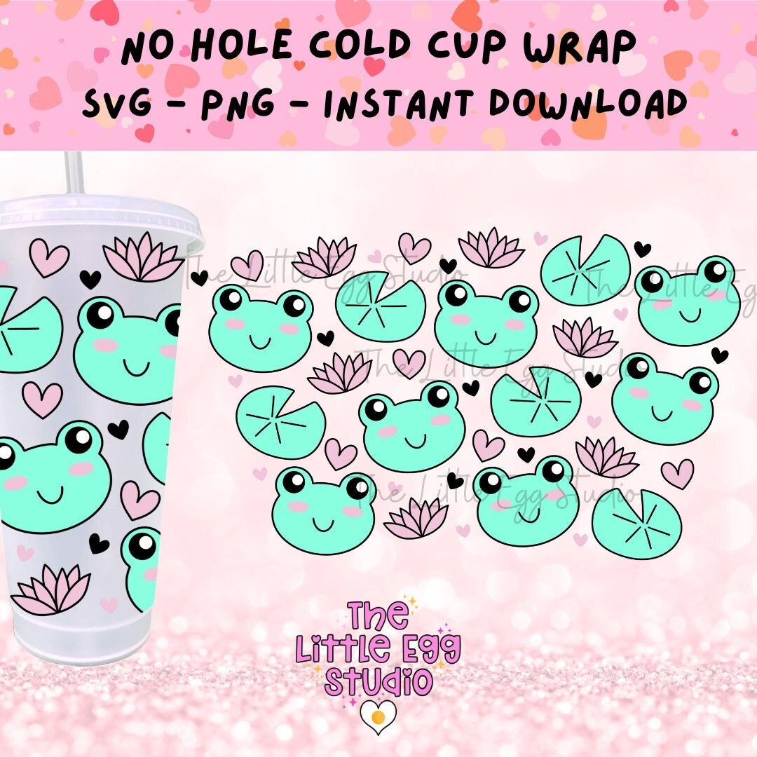 Cute Frog SVG Frog Cold Cup Svg No Hole 24oz Cold Cup Wrap - Etsy