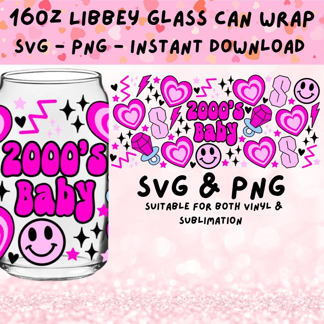 2000s Baby SVG 16oz Libbey Glass Can SVG Glass Can Wrap - Etsy
