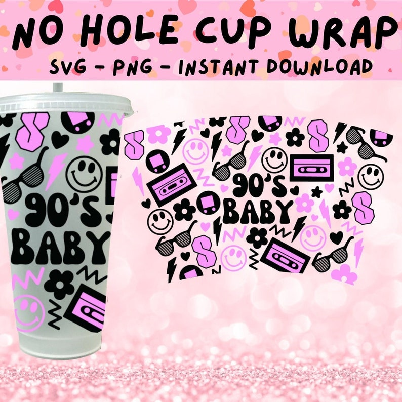 90s Baby Cold Cup SVG No Hole Cold Cup Wrap Svg Retro Cold - Etsy