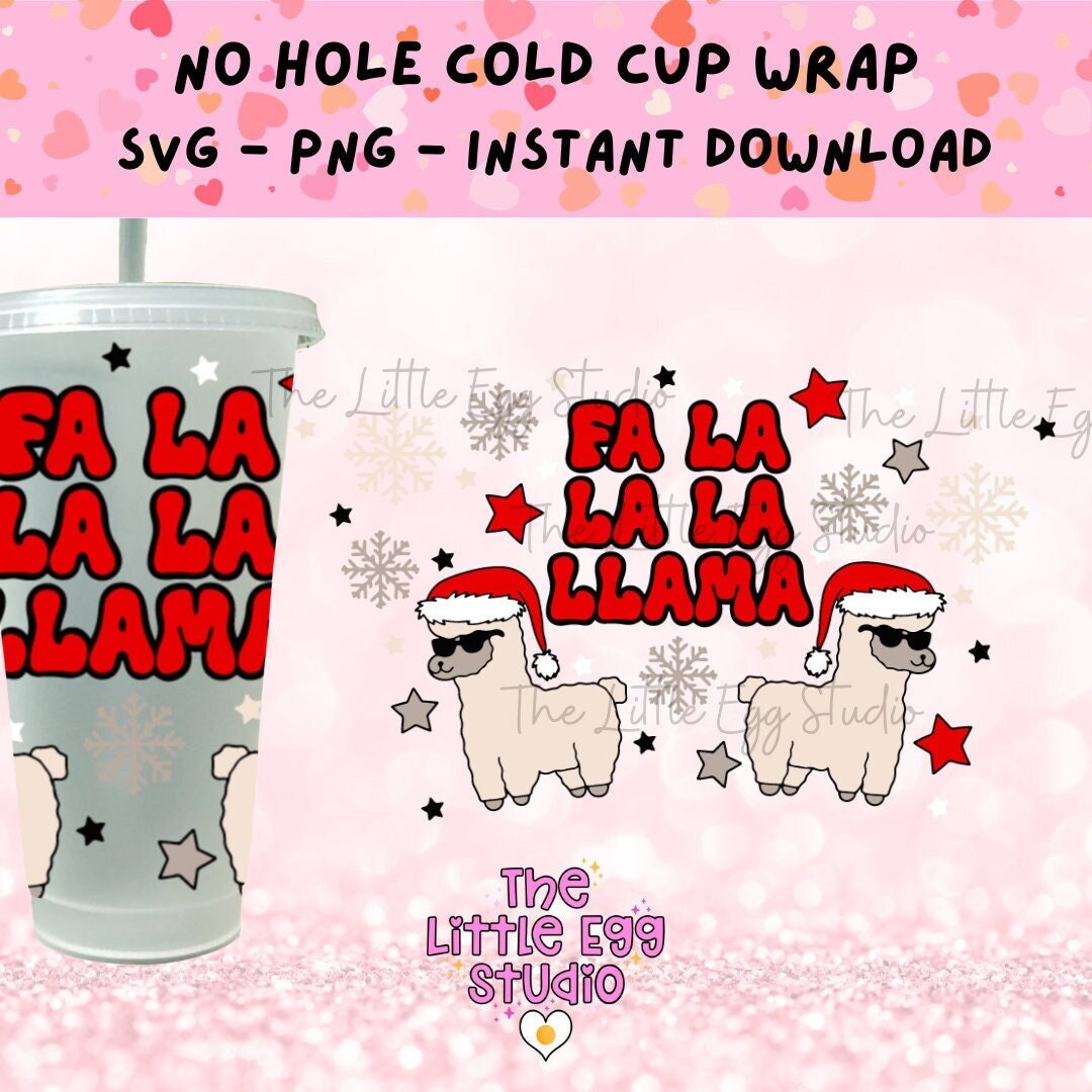 Christmas Llama SVG, No Hole Cold Cup Svg Wrap, Christmas Cold Cup Svg ...