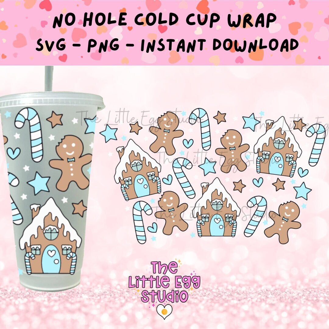 Gingerbread House SVG, No Hole Cold Cup Svg Wrap, Christmas Cold Cup ...
