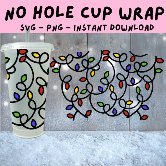 Christmas Lights Cold Cup SVG No Hole Cold Cup Wrap - Etsy