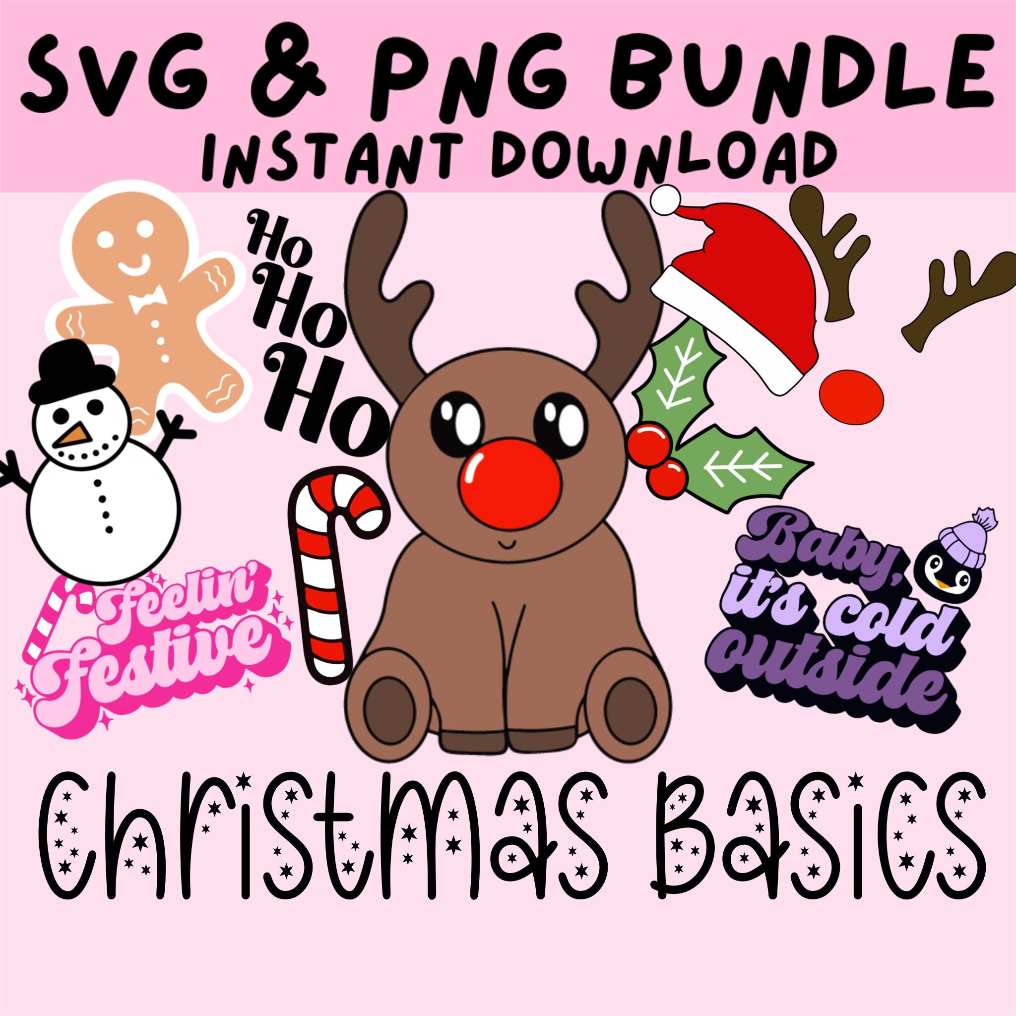 Christmas SVG Bundle Christmas Basics Bundle SVG & PNG - Etsy