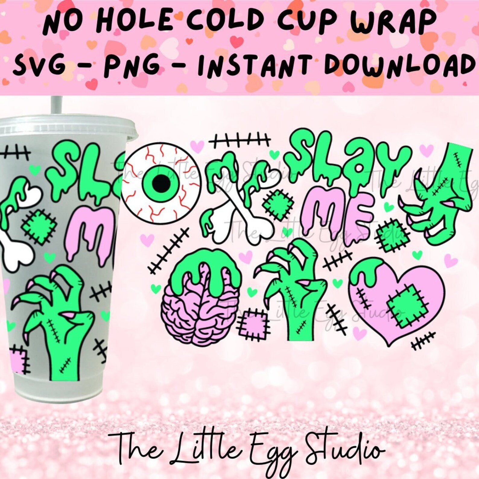 Zombie Cold Cup SVG, No Hole Cold Cup SVG, Halloween Cold Cup Svg, Slay ...