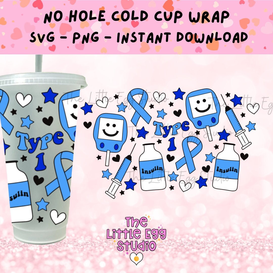 Diabetes Cold Cup SVG, Diabetes Svg, No Hole Cold Cup Svg Wrap, 24oz ...