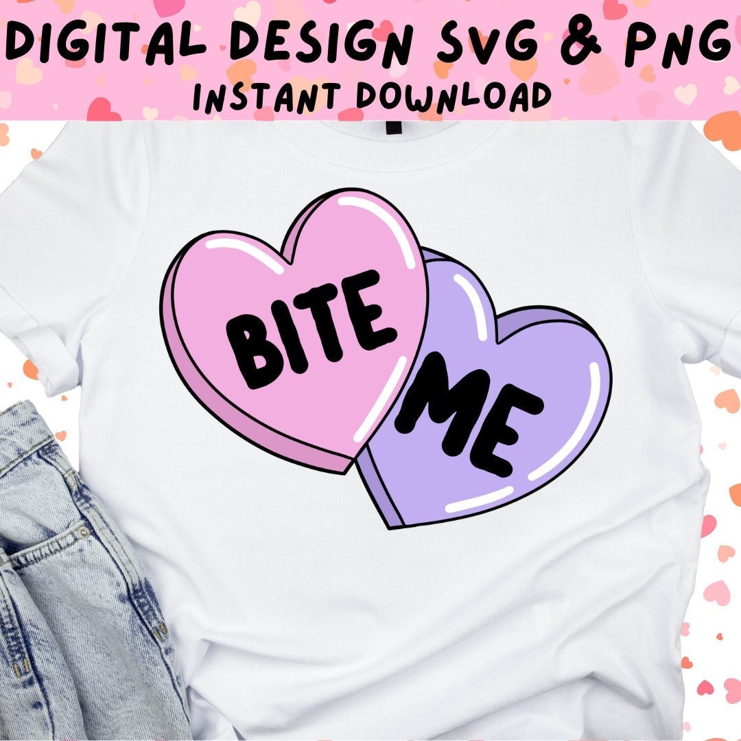 Bite Me SVG, Pastel Conversation Heart SVG, Anti Valentines Day ...