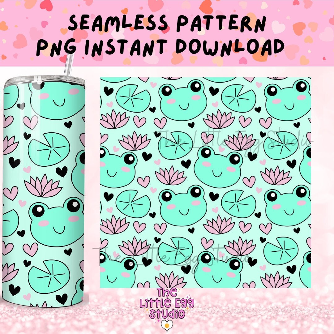 Cute Frog PNG, Cute Frog Seamless Pattern, Frog Repeating Pattern, Frog ...