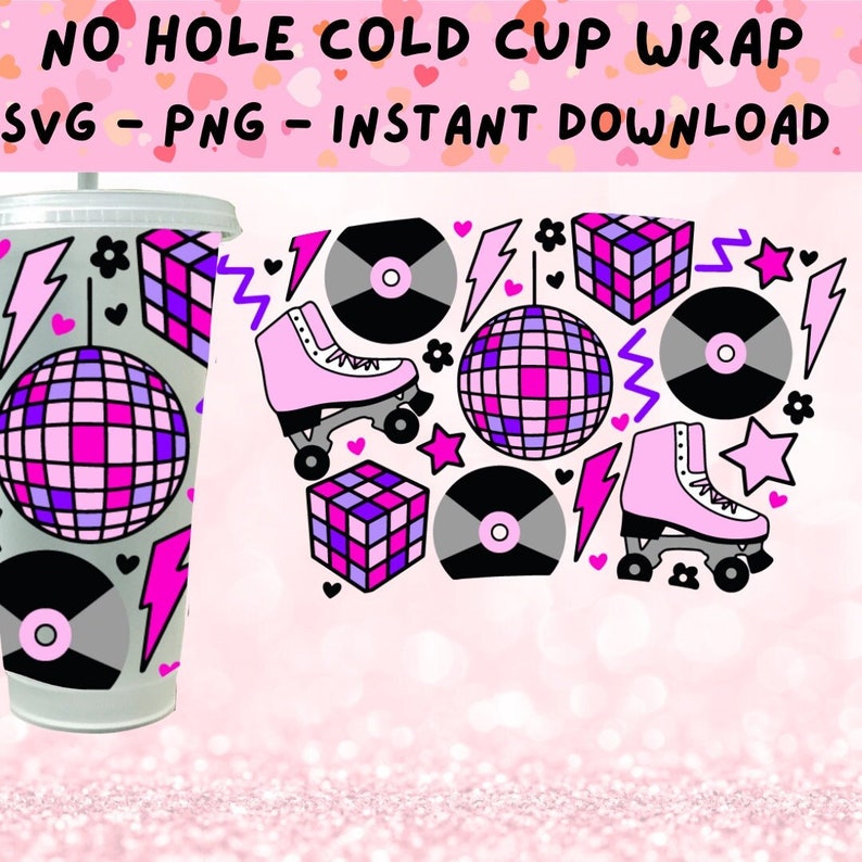 80s Theme SVG No Hole Cold Cup SVG Wrap Retro 80s SVG Disco - Etsy UK
