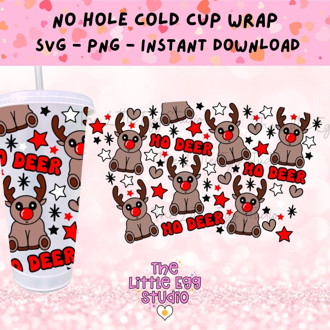 Reindeer SVG, No Hole 24oz Cold Cup Svg Wrap, Christmas Cold Cup Svg ...