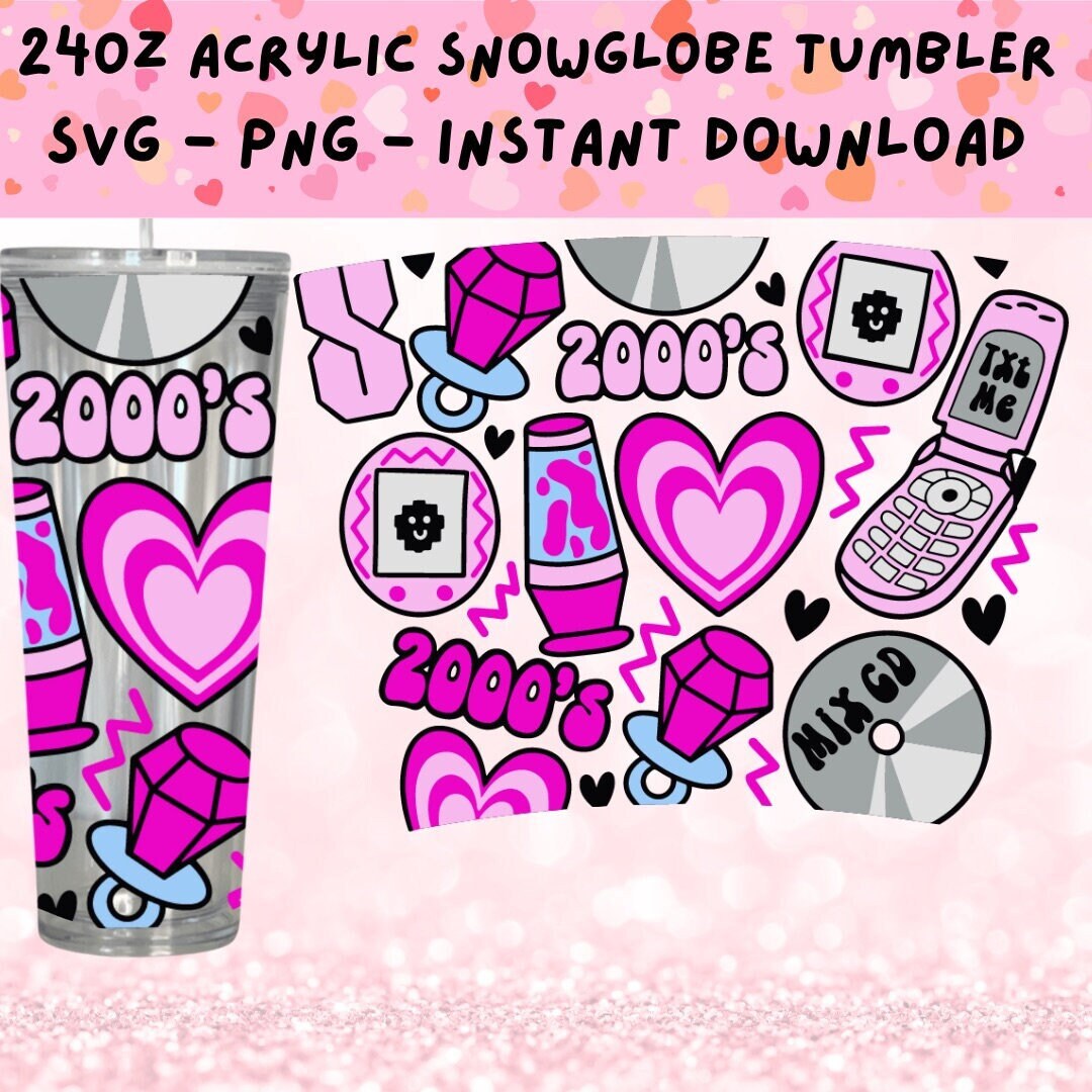 2000s Svg, Y2K Retro SVG, 24oz Acrylic Double Wall Tumbler Wrap SVG ...