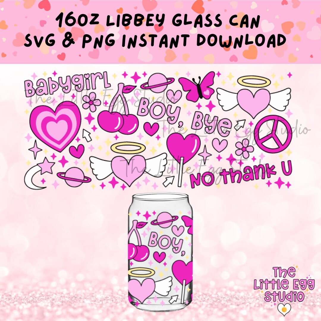 Y2K SVG, 16oz Libbey Glass Can SVG, Glass Can Wrap SVG, Retro Svg, Y2K ...