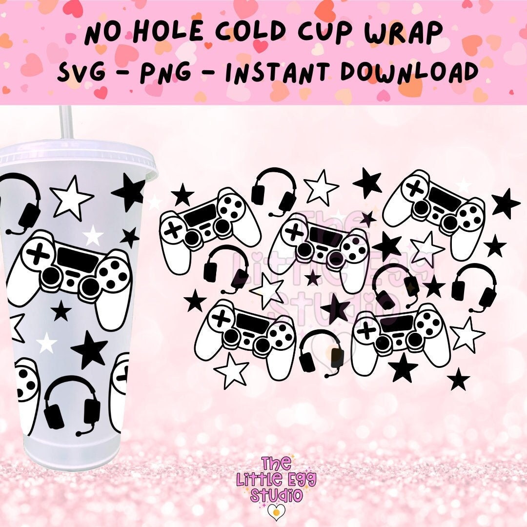 Gamer Controller SVG, No Hole Cold Cup SVG, Gamer Cold Cup Svg, Gaming ...