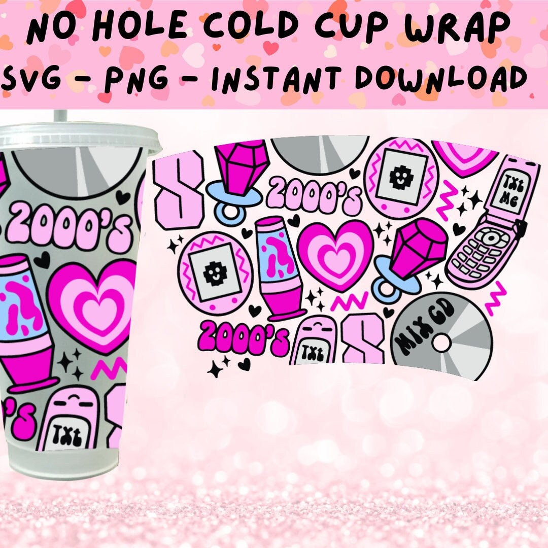 2000s Cold Cup SVG, Y2K Cold Cup Svg, No Hole Cold Cup Wrap Svg, Flip ...