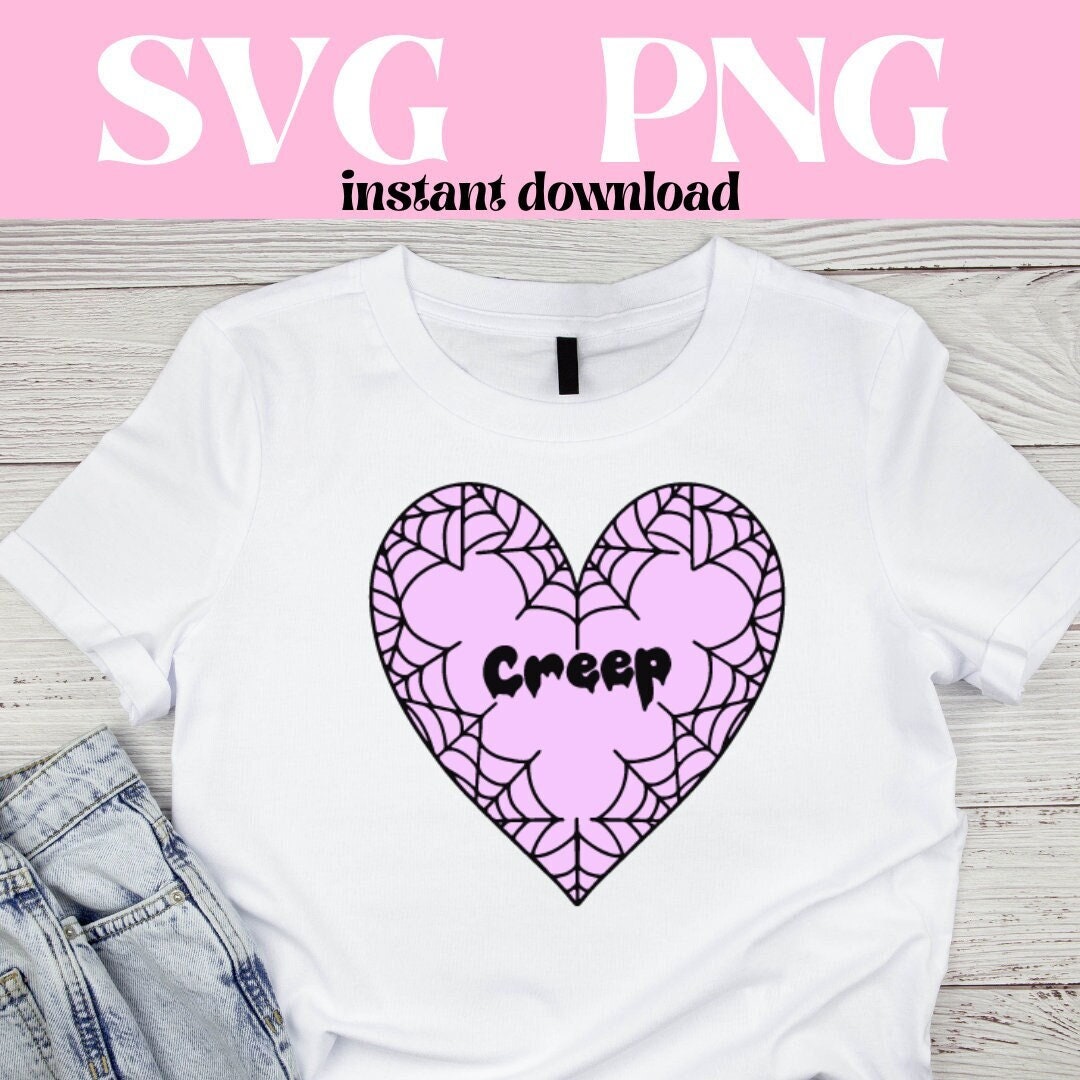 Creepy Heart Svg, Pastel Goth Svg, Spider Web Svg, Pink Heart Svg ...