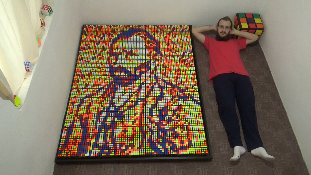 Van Gogh Self Portrait With 720 Rubik Cubes - Etsy