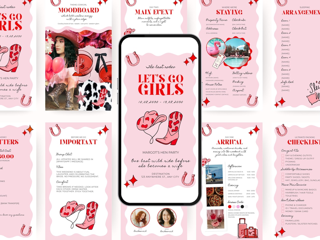 Last Rodeo Hen Party Itinerary | Cowgirl Weekend Mobile Planner (canva ...