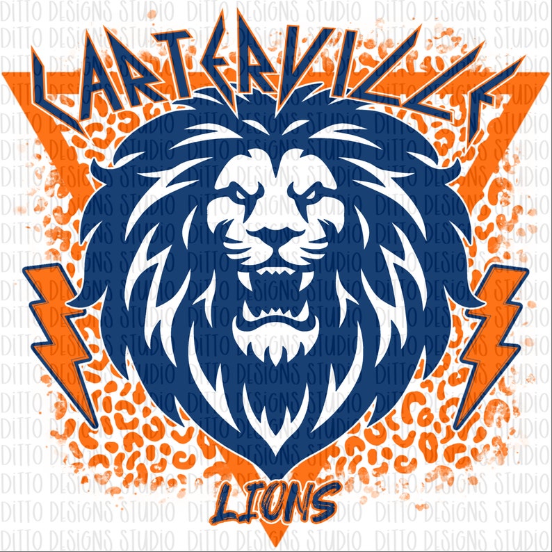 Carterville Lions Mascot PNG Lightning Bolt Leopard - Etsy