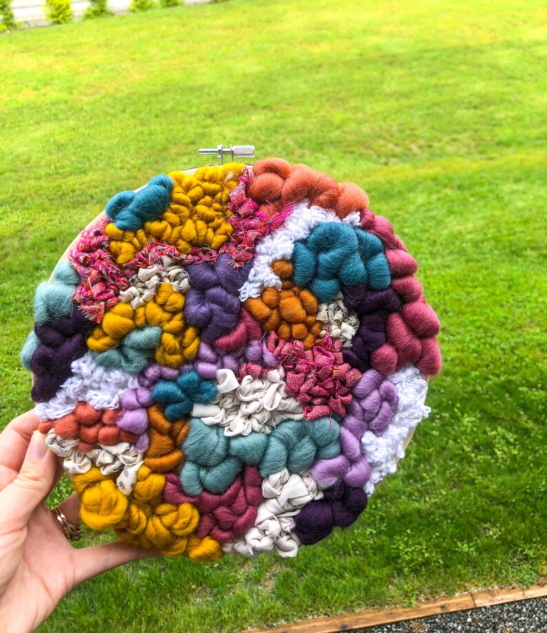 Bright Colorful Circular Fiber Art Weaving Wall Hanging Embroidery Hoop ...