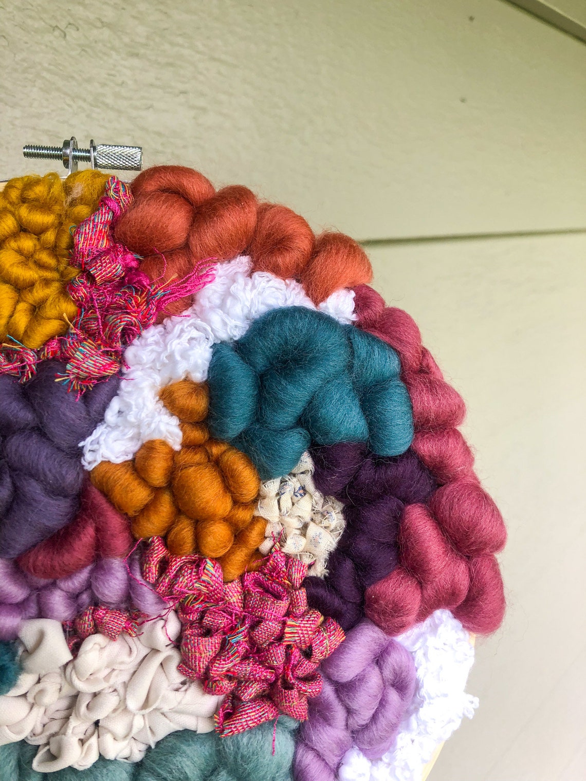 Bright Colorful Circular Fiber Art Weaving Wall Hanging Embroidery Hoop ...