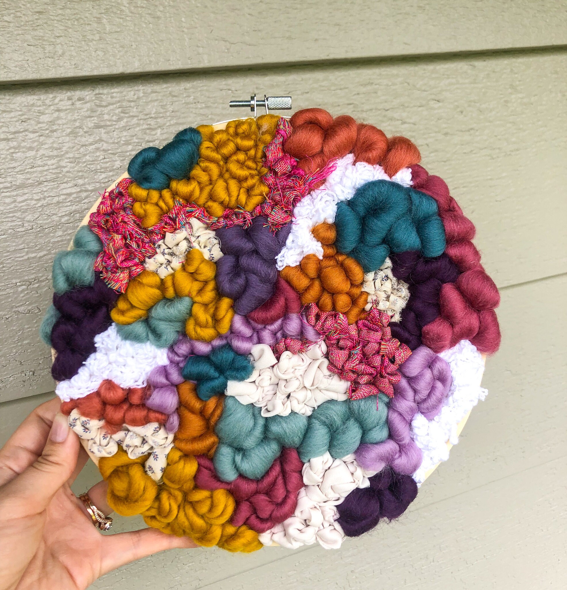 Bright Colorful Circular Fiber Art Weaving Wall Hanging Embroidery Hoop ...