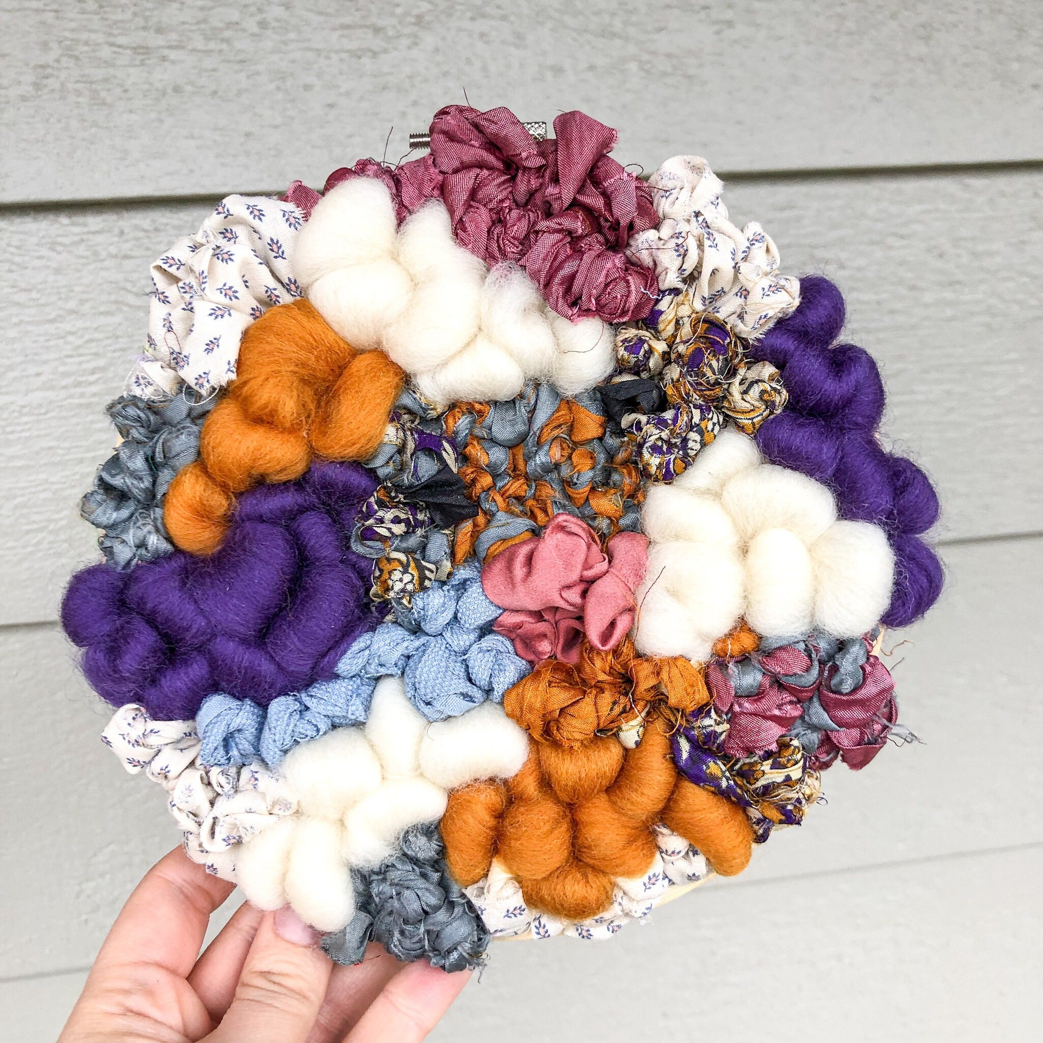 Bright Bold Circular Fiber Art Weaving Wall Hanging Embroidery Hoop 7.5 ...