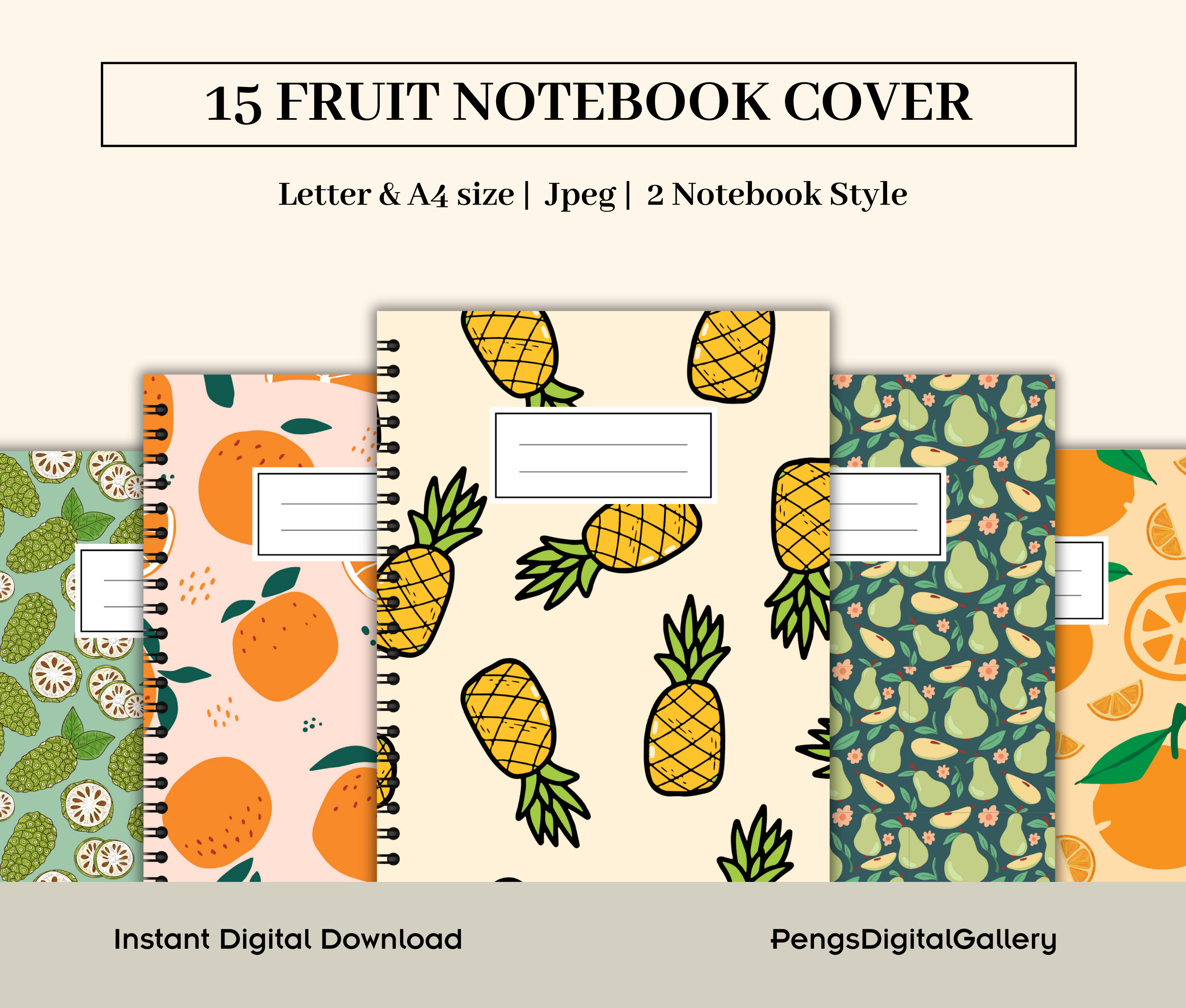Fruit Digital Notebook Cover, Digital Planner Cover, Goodnotes Cover ...