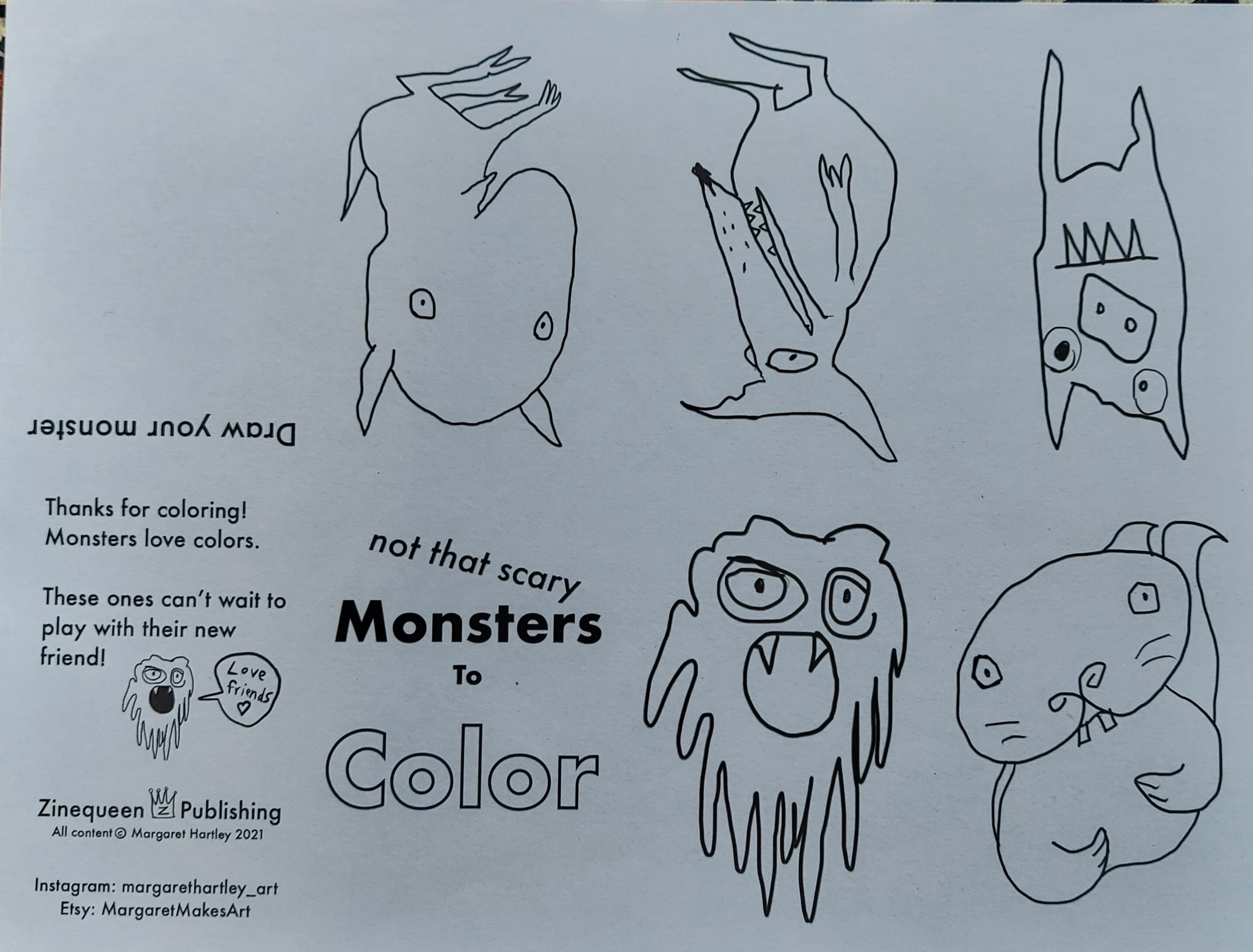 Monsters to Color Printable Mini-zine - Etsy