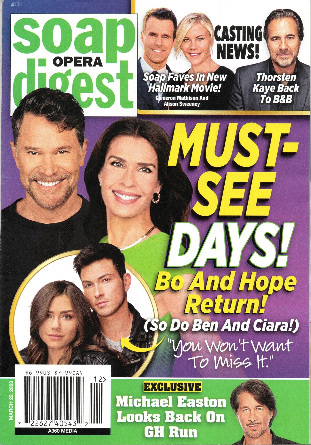SOAP OPERA DIGEST Magazine March 20 2023 Peter Reckell Kristian Alfonso ...