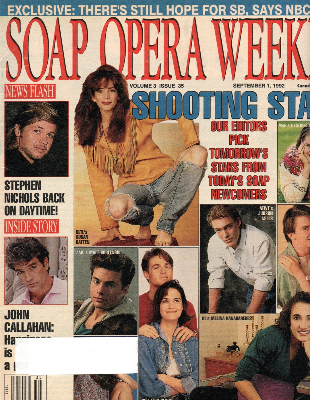 SOAP OPERA WEEKLY Magazine September 1 1992 Susan Batten Heather Tom ...