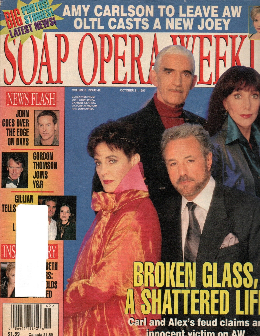 SOAP OPERA WEEKLY Magazine October 21 1997 Linda Dano Charles - Etsy