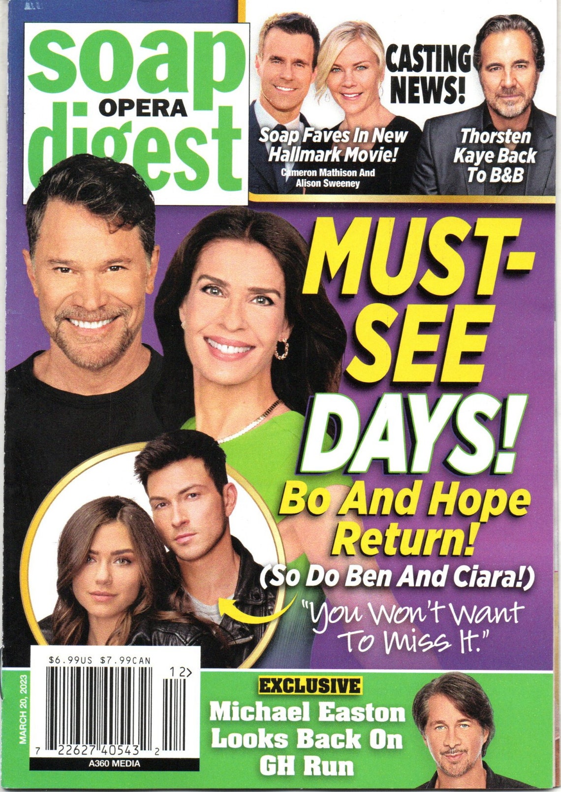 SOAP OPERA DIGEST Magazine March 20 2023 Peter Reckell Kristian Alfonso ...