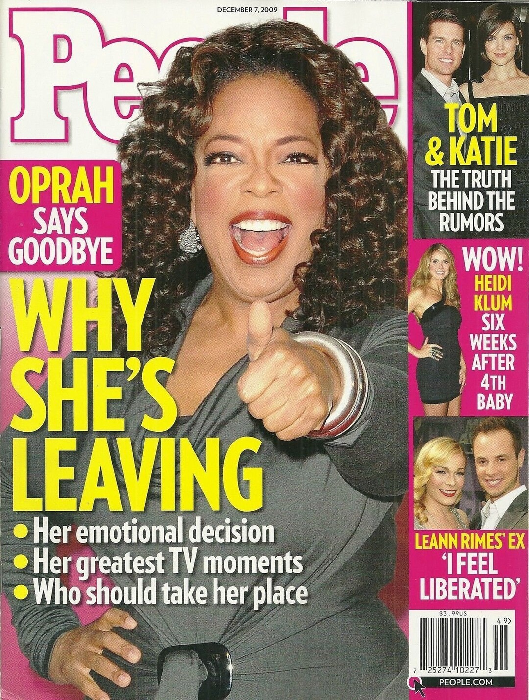 PEOPLE Magazine December 7 2009 Oprah Winfrey Tom Cruise Katie Holmes ...