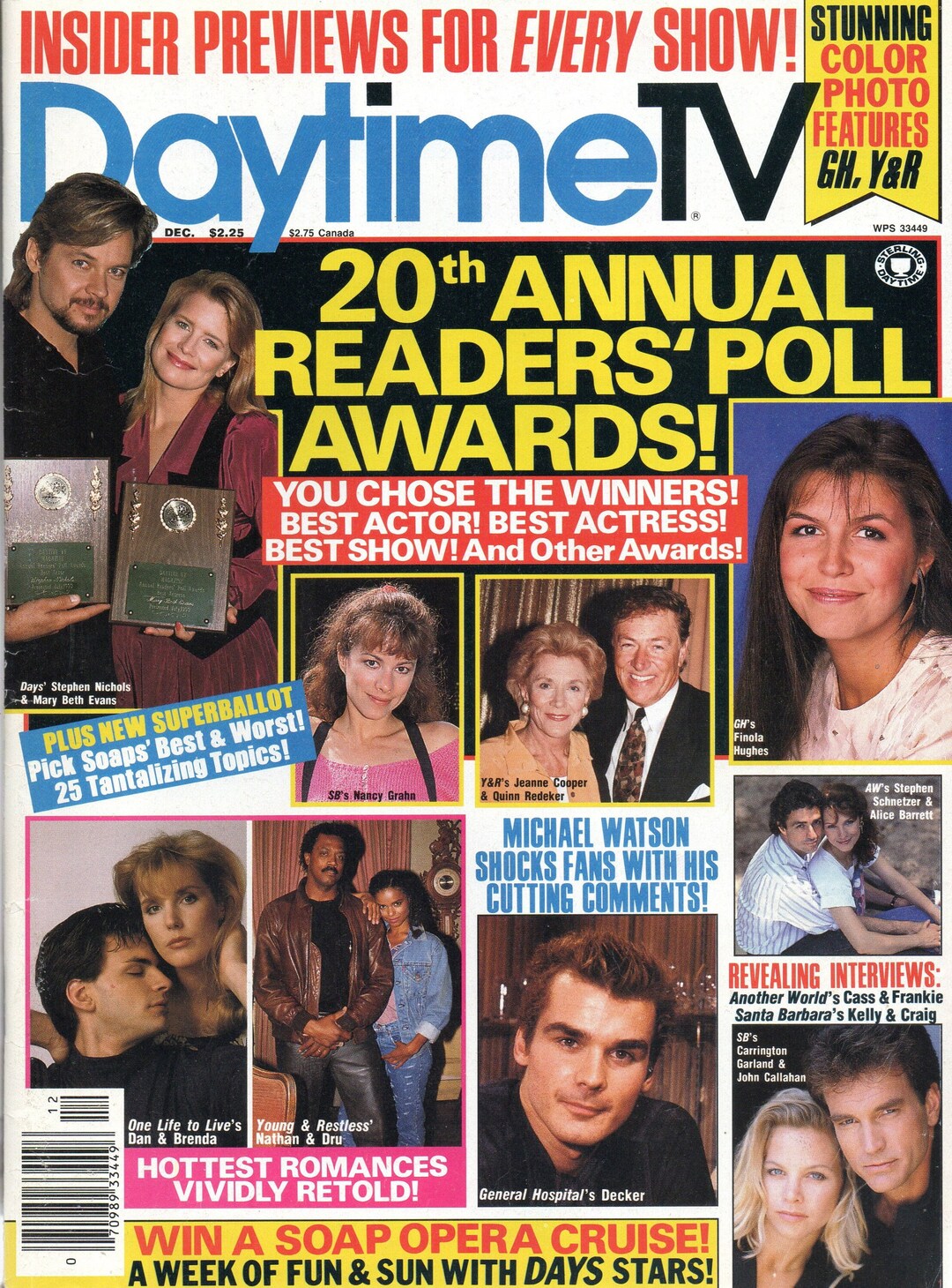 DAYTIME TV Magazine December 1990 20th Annual Readers' - Etsy