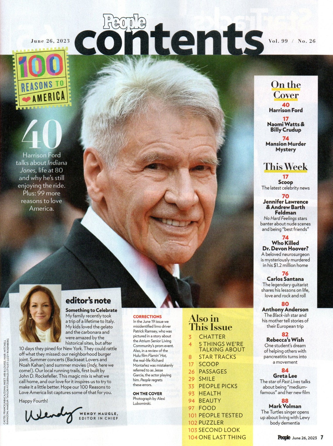 PEOPLE Magazine June 26 2023 Harrison Ford Jennifer Lawrence - Etsy