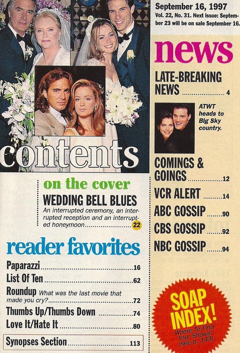 SOAP OPERA DIGEST Magazine September 16 1997 Tracey E. Bregman John ...