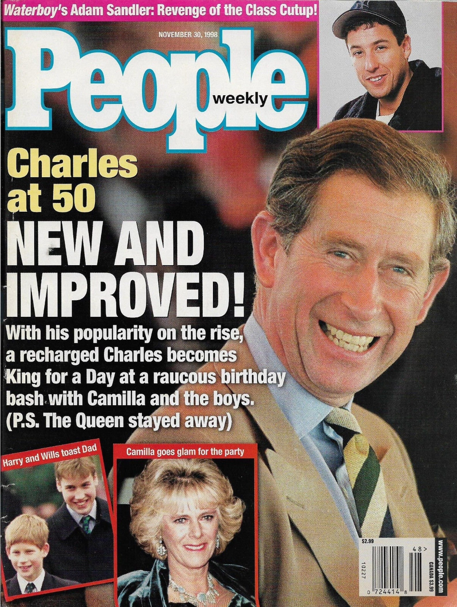 PEOPLE Magazine November 30 1998 Prince Charles Adam Sandler - Etsy