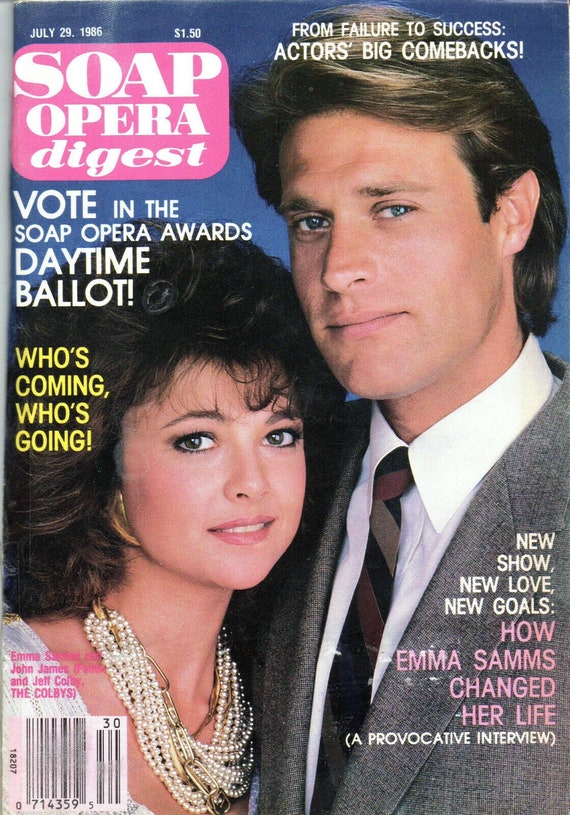 SOAP OPERA DIGEST Magazine July 29 1986 Emma Samms John James - Etsy