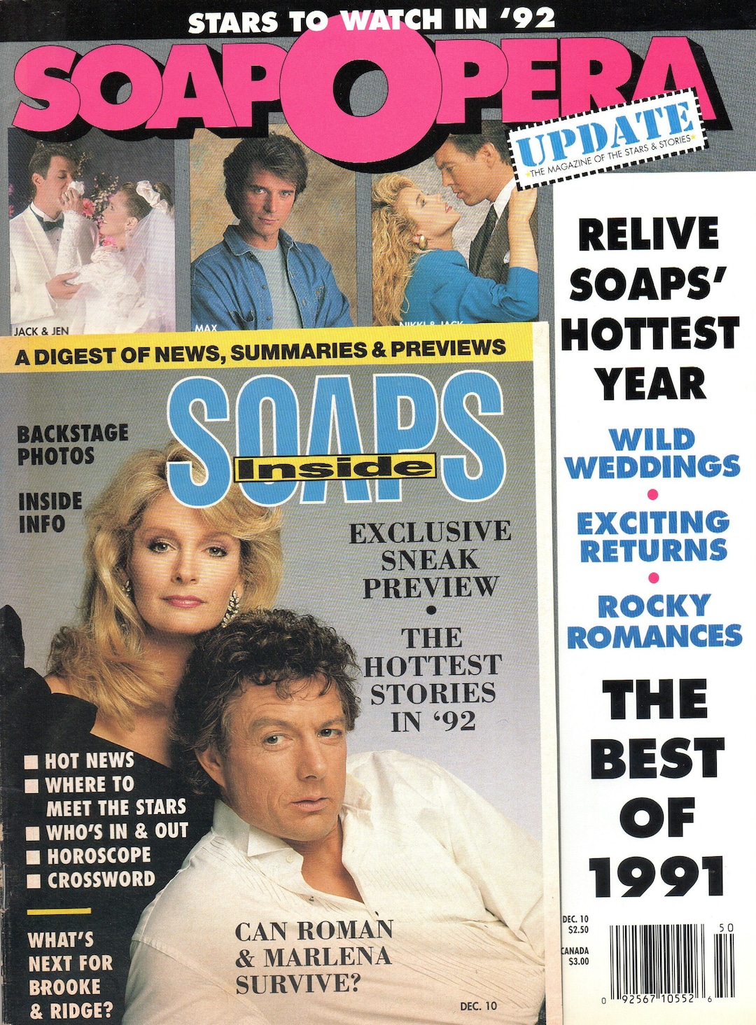 SOAP OPERA UPDATE Magazine December 10 1991 Deidre Hall Wayne Northrop ...