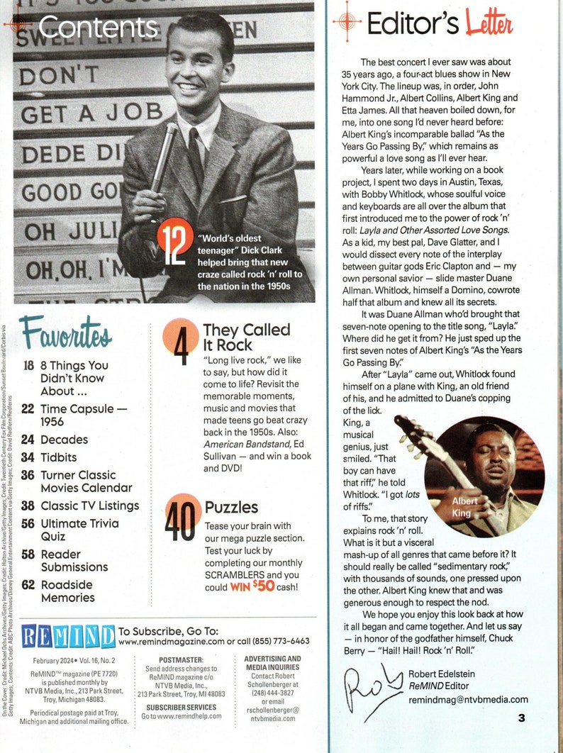 REMIND Magazine February 2024 Elvis Presley Buddy Holly Little Richard ...