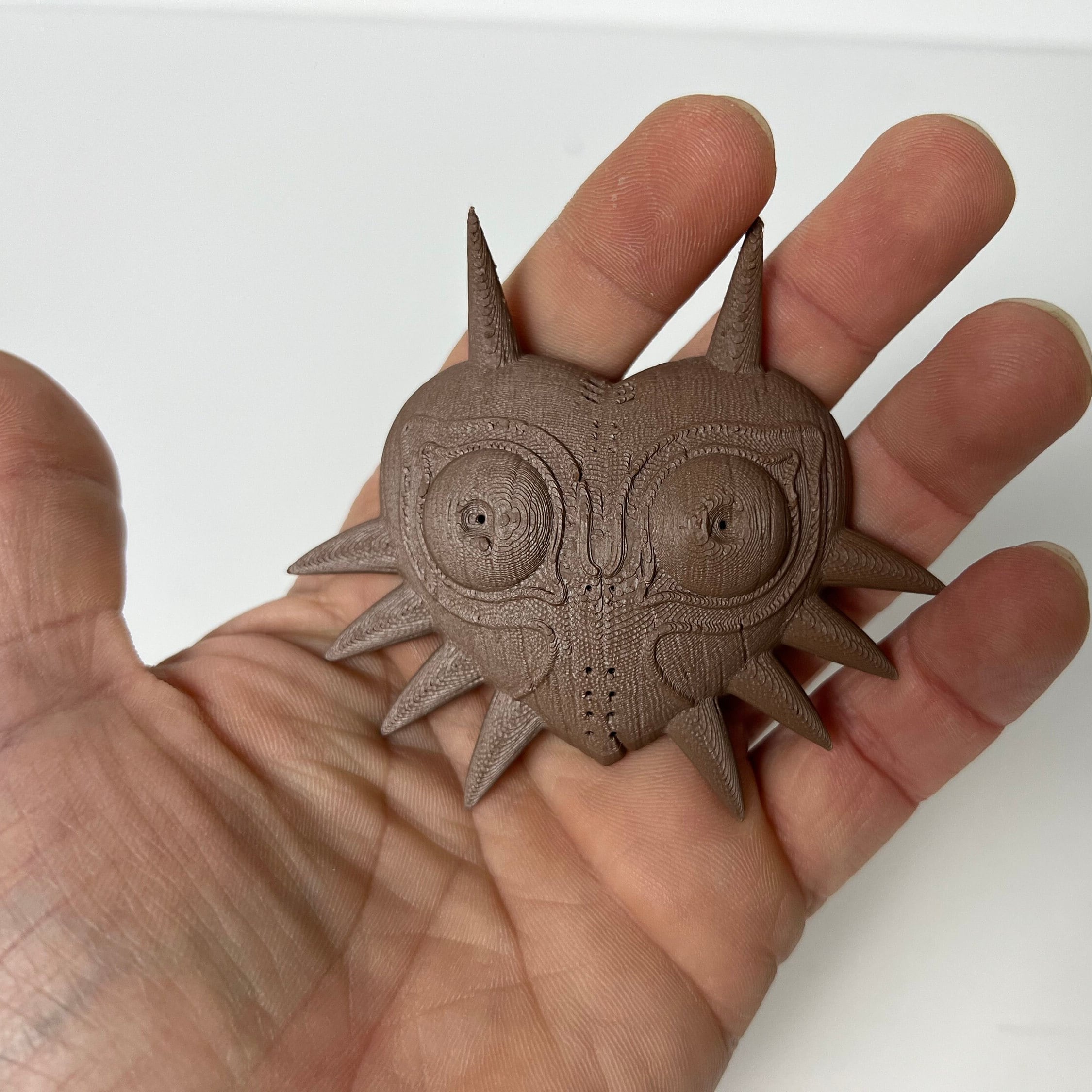 3D Printed Majora's Mask With Woodgrain Texture From Nintendo's Legend ...