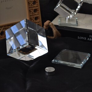 Blank Crystal Cube, Beveled Optical Clear, Display Block With Rotating ...