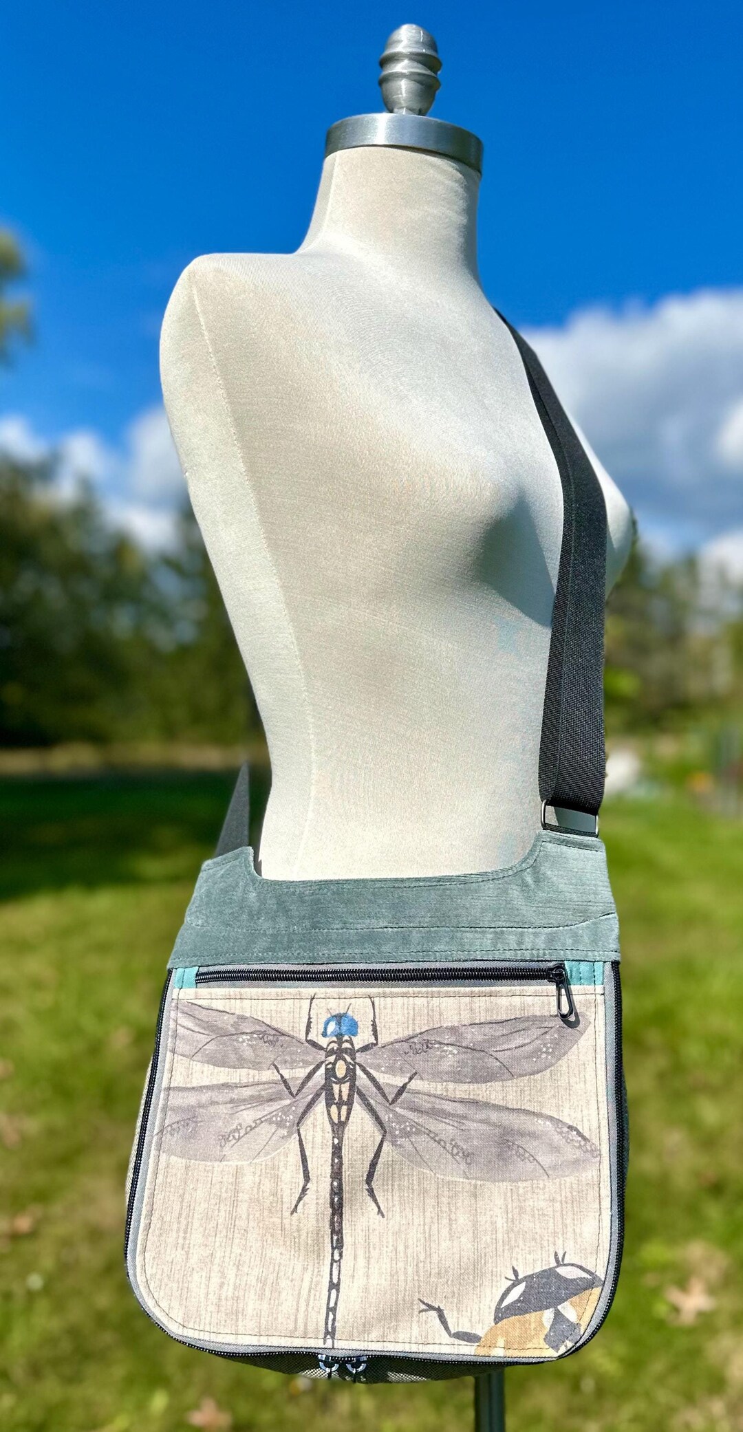 The Vera Crossbody Bag Ivory Insect Print Upholstery Fabric Bag Lined ...