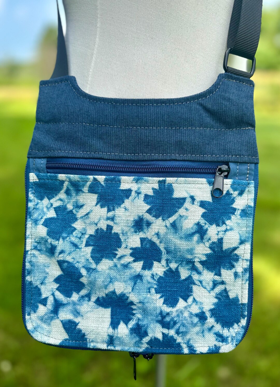 The Shiny Crossbody Bag | Shibori Indigo | Upholstery Fabric Handbag ...