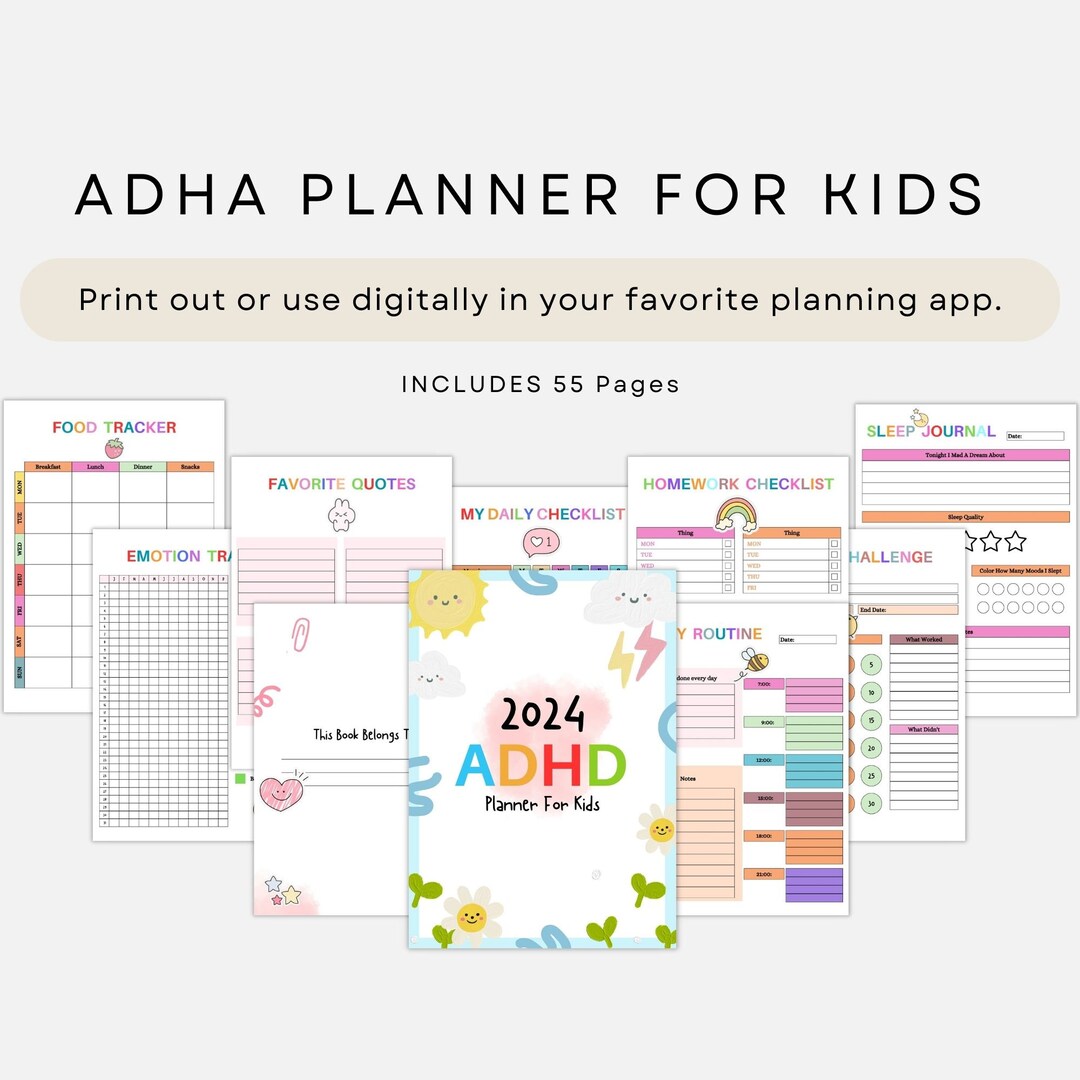 Kids Digital Planner 2024 Monthly Planners ADHD Goodnotes Planner iPad ...