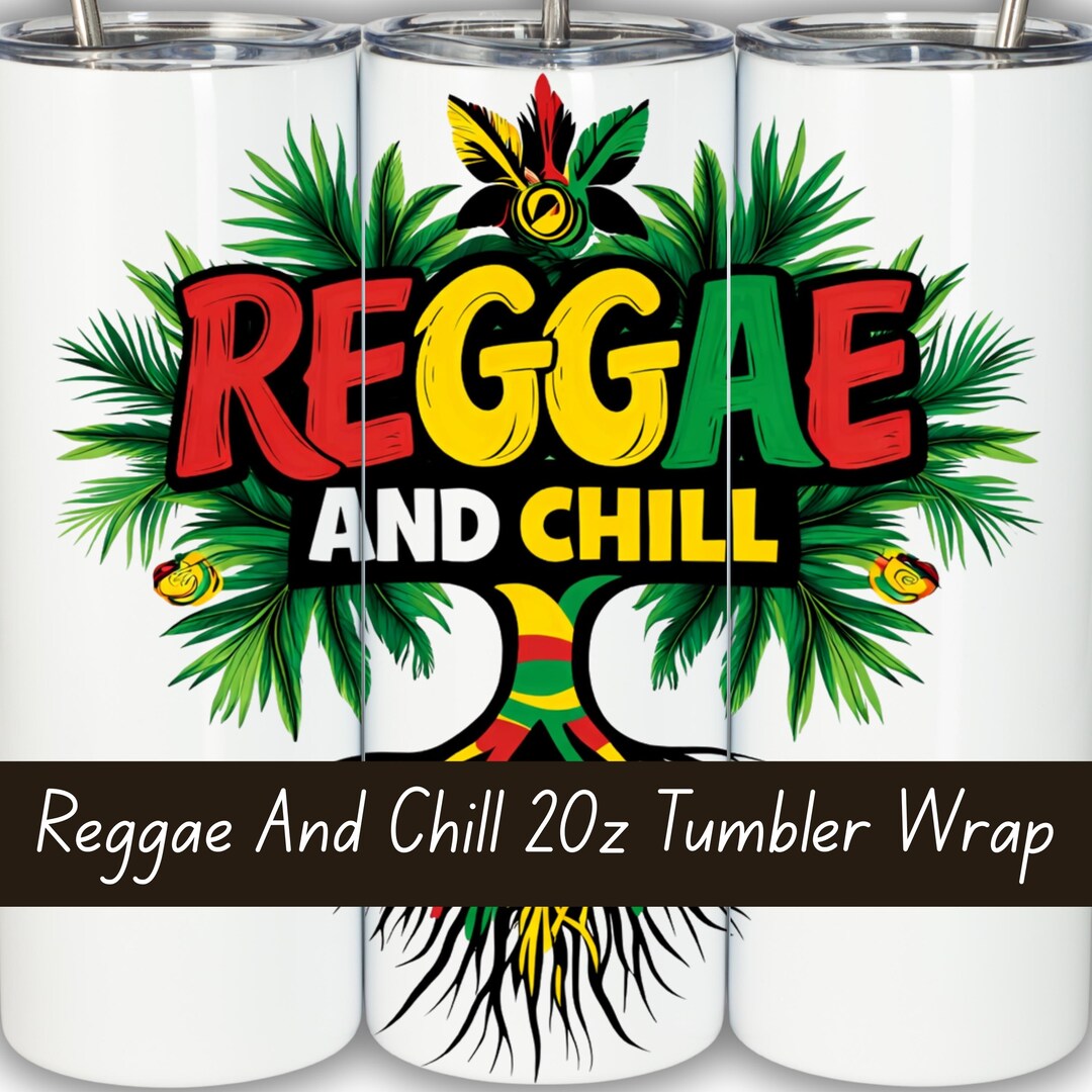 Reggae Tumbler Wrap: Caribbean Chill 20oz Skinny Tumbler Design ...